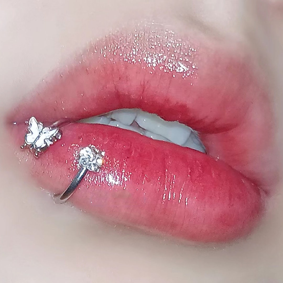 S Shape Butterfly Lip Ring, Sweet Lip Ring, Nose Ring, Lip Piercing ...