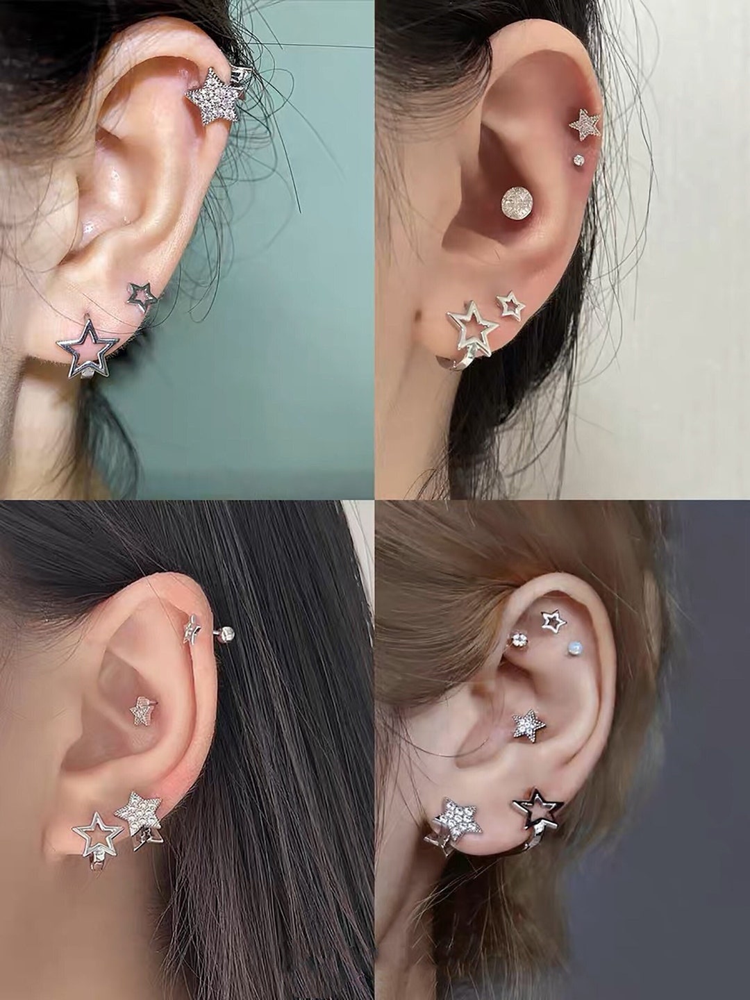 Shiny Star Ear Stud, Mini Star Ear Bone Stud, Helix Tragus Piercing ...
