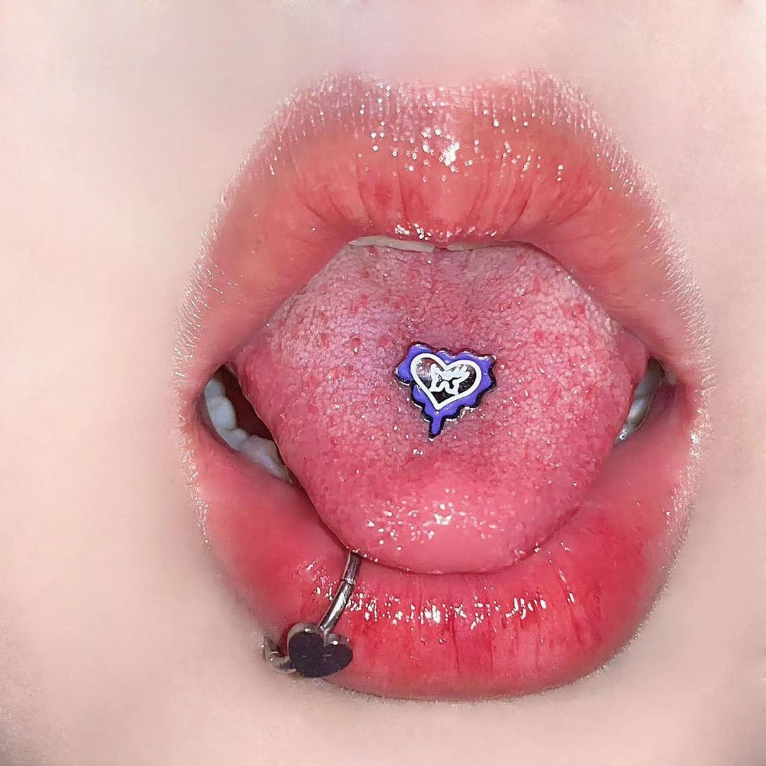 Purple Heart Tongue Stud Lovely Tongue Ring Body Piercing - Etsy