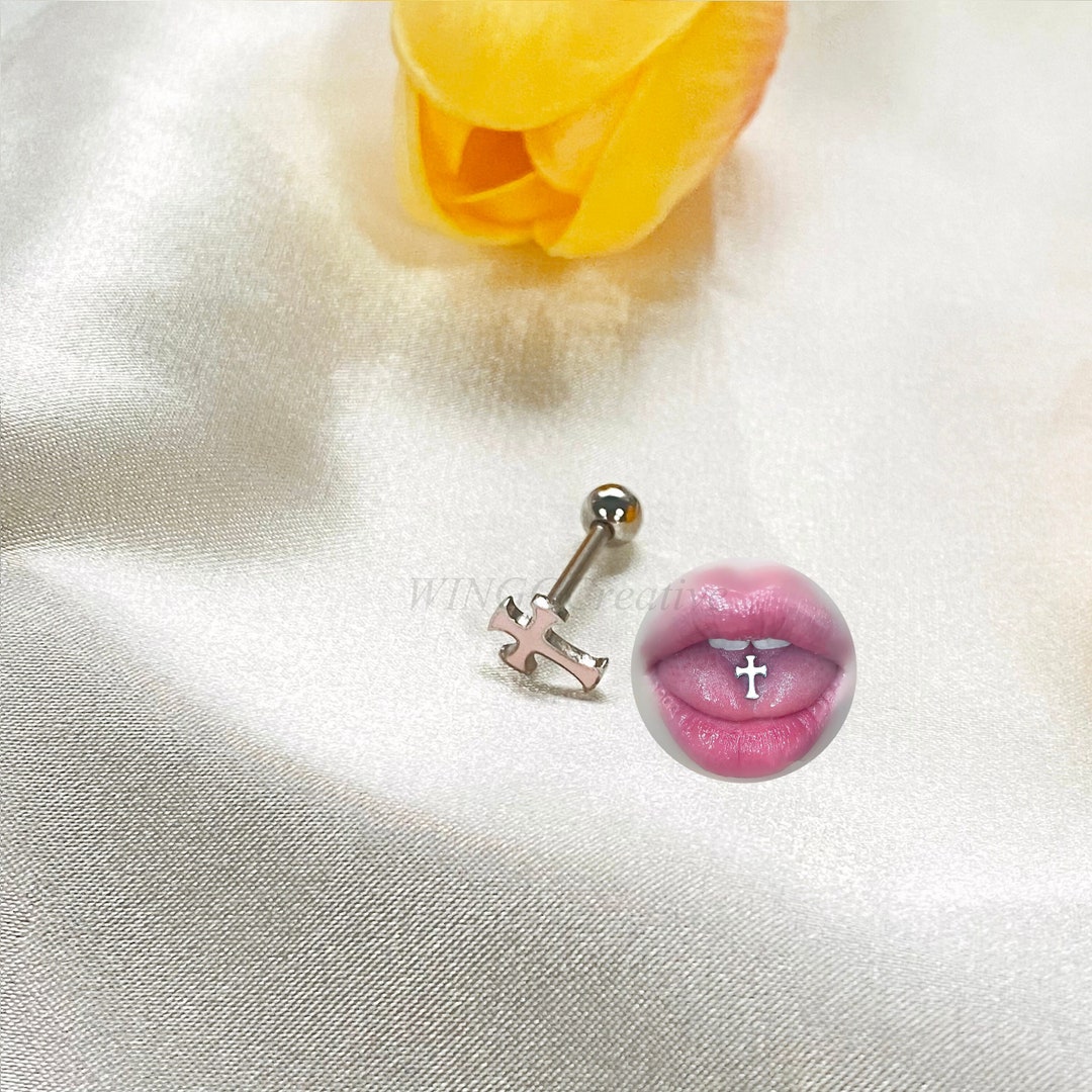 Titanium Steel Cross Tongue Stud, Cool Tongue Stud, Women Lip Piercing ...