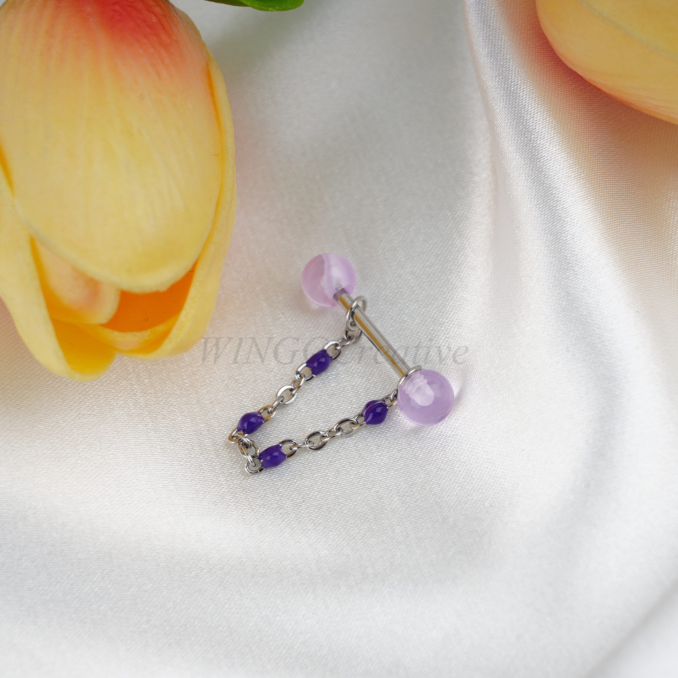 Colorful Chain Tongue Stud, Cool Tongue Barbell, Titanium Steel Tongue ...