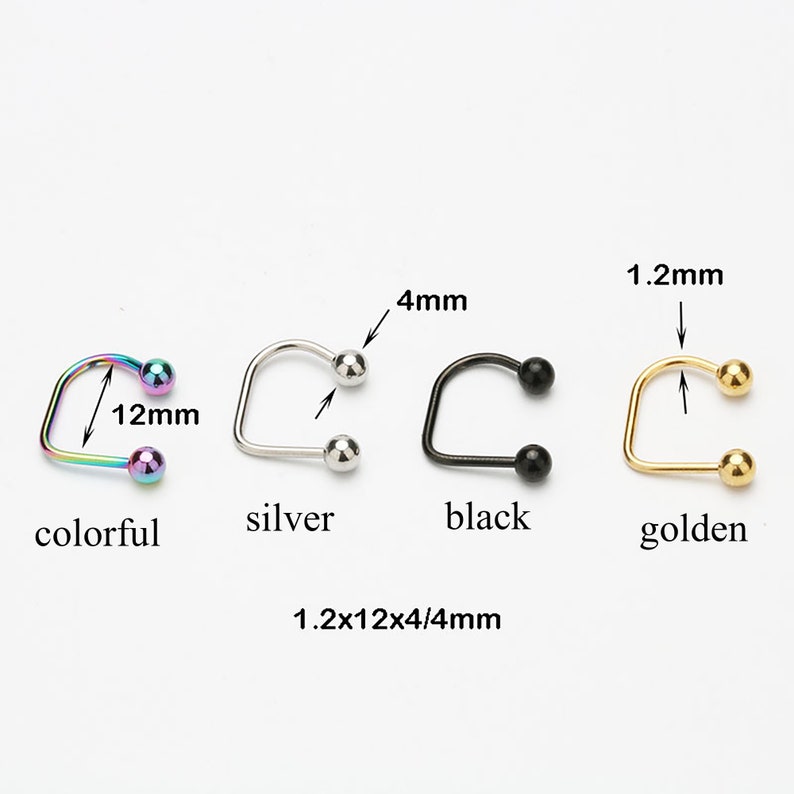 Round Ball U-shaped Lip Stud, Devil Horseshoe Lip Ring, Punk Stud ...