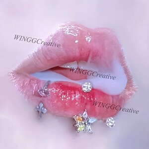 5 Color Star Lip Ring, Aesthetics Zircon Lip Ring, Sweet Lip Piercing ...