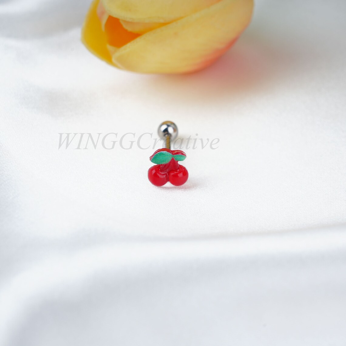 Cute Cherry Tongue Stud, Sweet Tongue Ring, Body Piercing, Titanium ...
