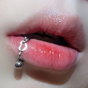 Heart Chain Lip Ring, Personality Lip Ring, Punk Style Ring, Sweet Lip ...