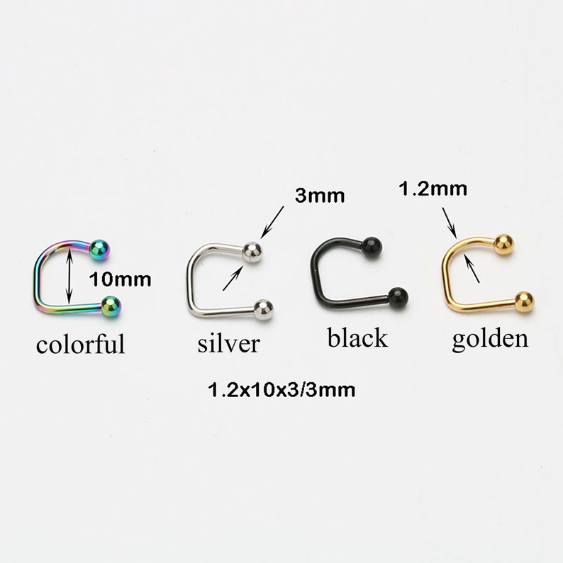 Round Ball U-shaped Lip Stud, Devil Horseshoe Lip Ring, Punk Stud ...