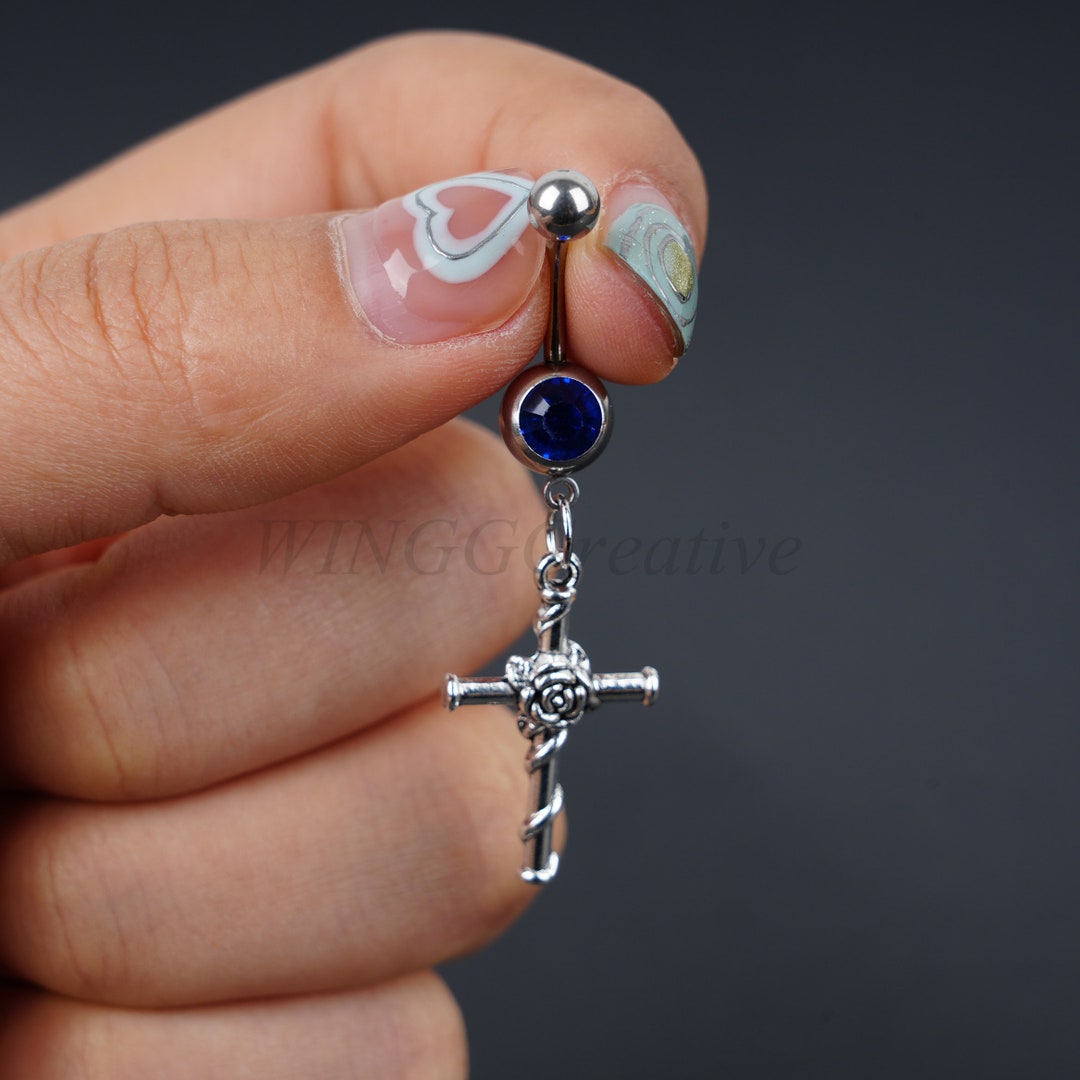 Rose Cross Belly Rings, Simple Belly Button Rings, Belly Jewelry Rings ...