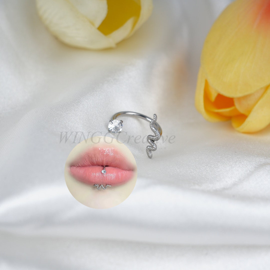 Snake Lip Ring, Cartilage Piercing, Tragus Piercing, Medical Titanium ...