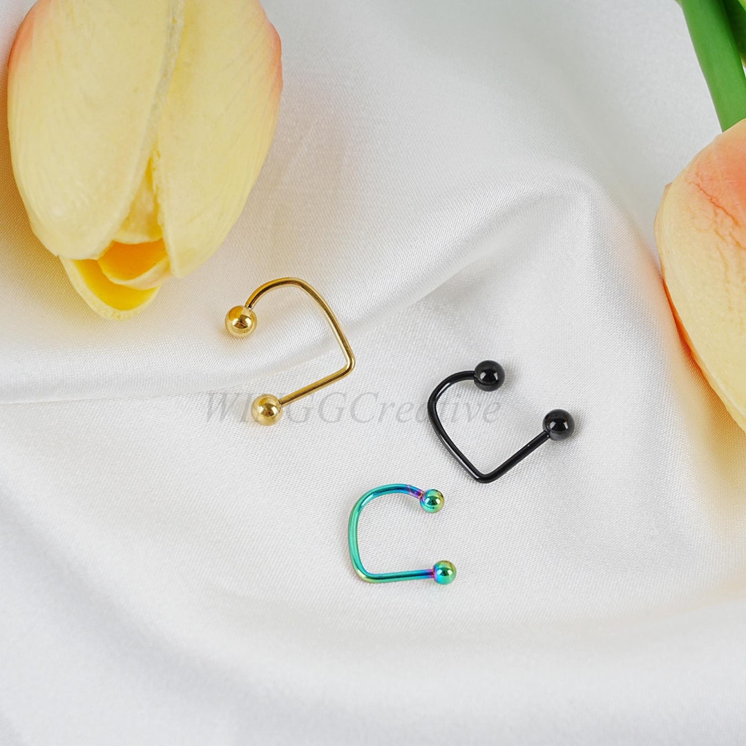 Round Ball U-shaped Lip Stud, Devil Horseshoe Lip Ring, Punk Stud ...