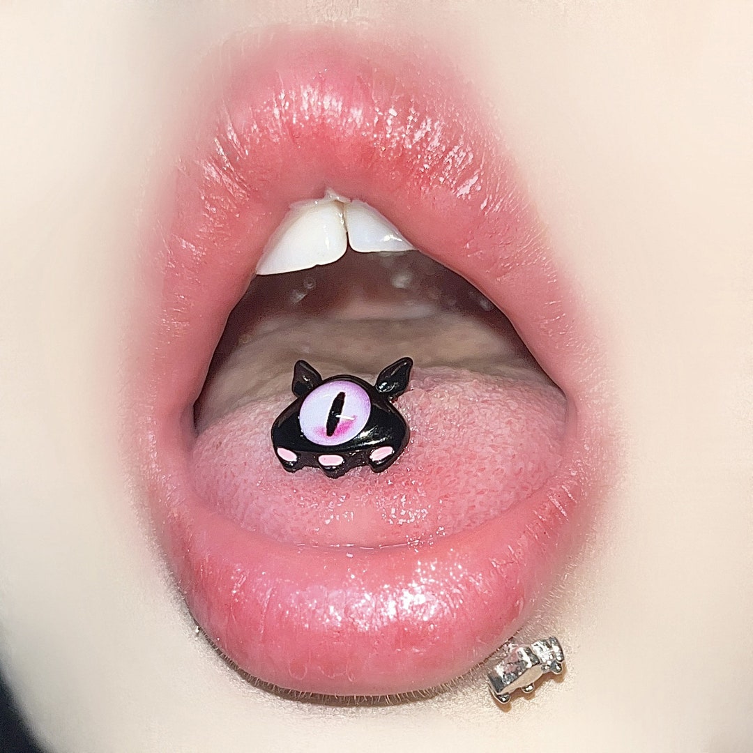 Demon Tongue Stud, Cool Tongue Ring, Punk Stud Piercing, Sweet Tongue ...
