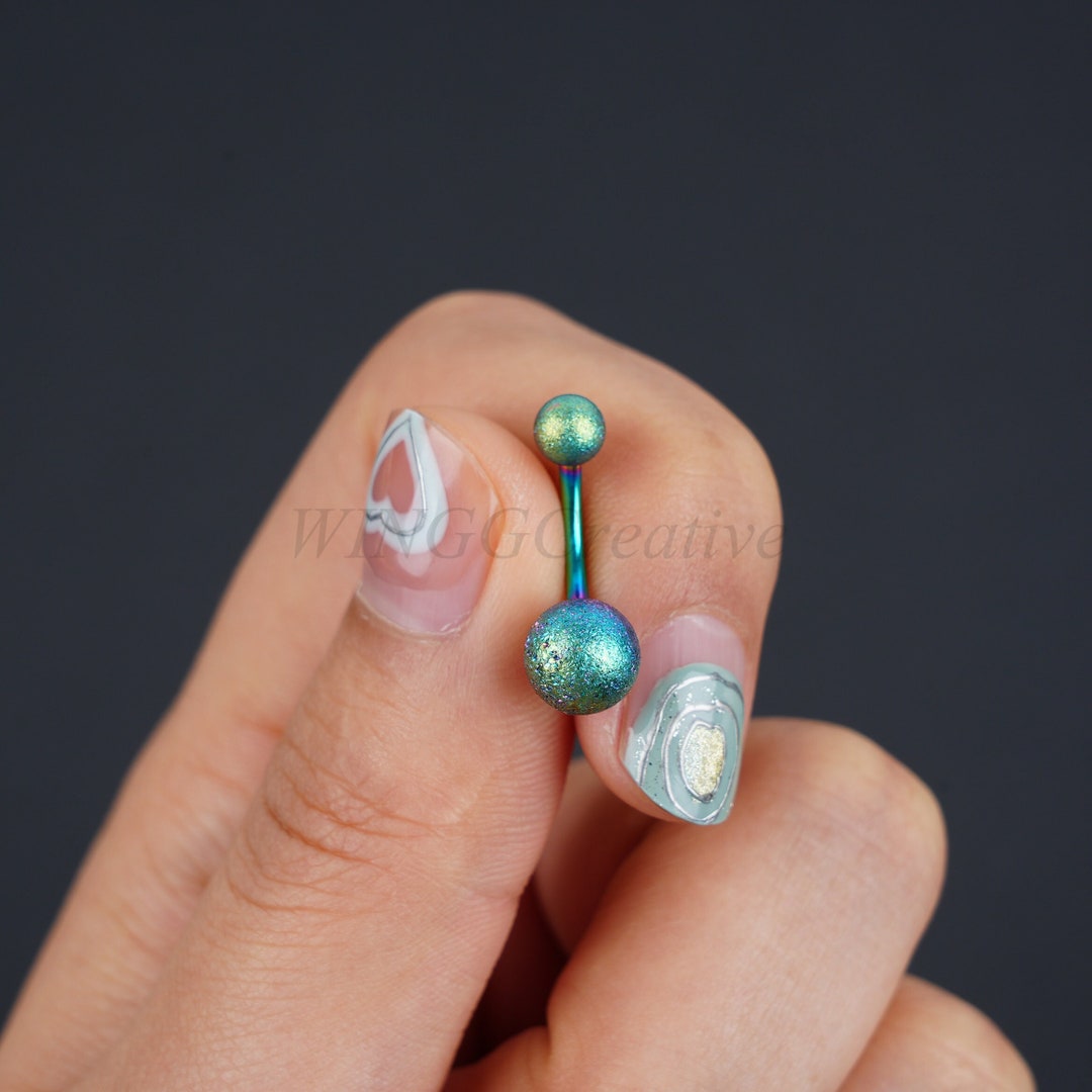 Sweet Blue Double Ball Belly Rings, Simple Belly Jewelry Rings ...