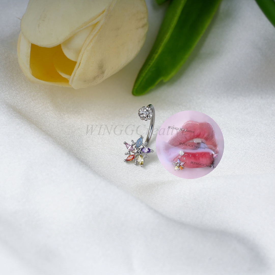 5 Color Star Lip Ring, Aesthetics Zircon Lip Ring, Sweet Lip Piercing ...