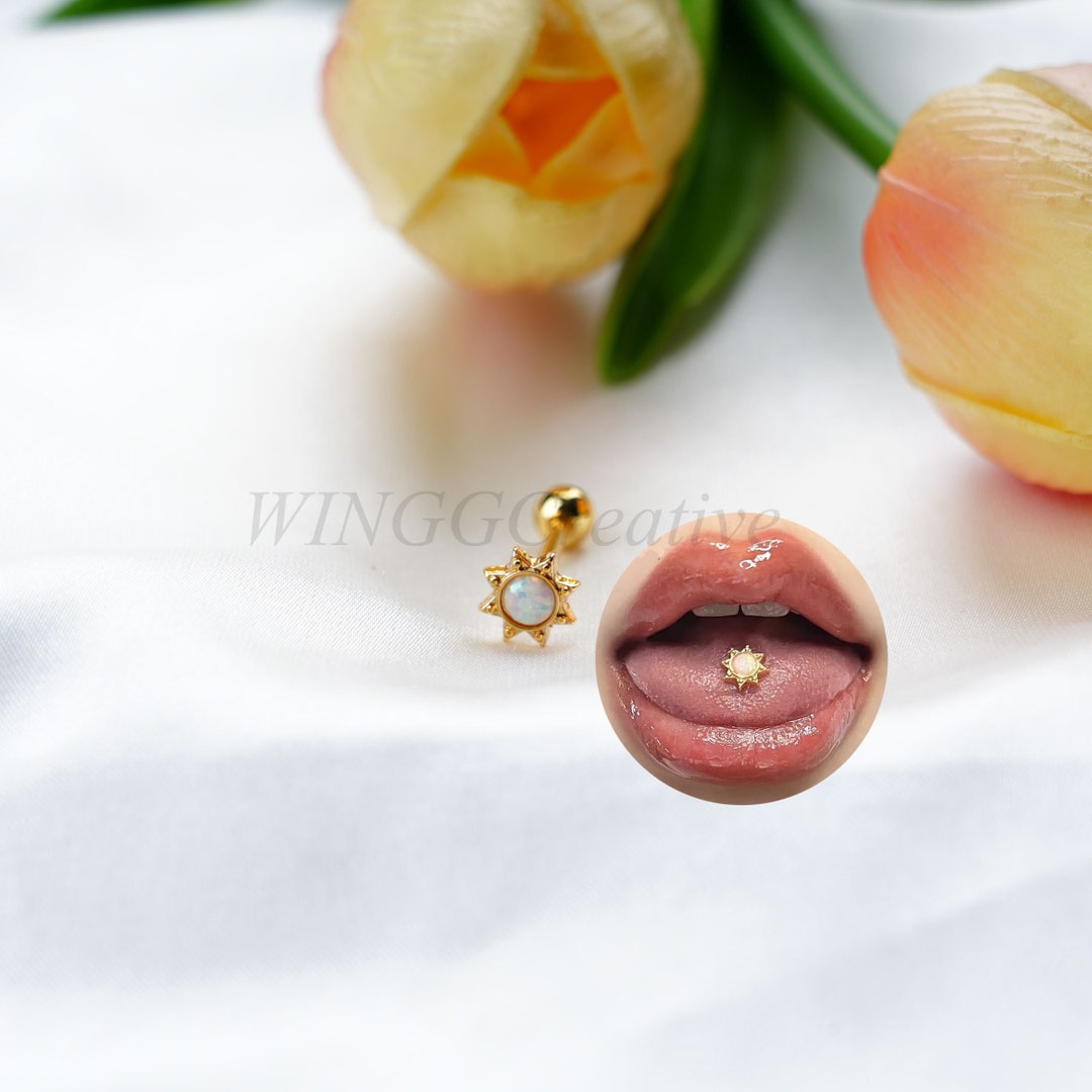 Sun Opal Tongue Stud Sweet Tongue Stud Stud Piercing Cool Tongue Stud Titanium Steel Tongue Barbell Body Piercing Tongue Jewelry Etsy