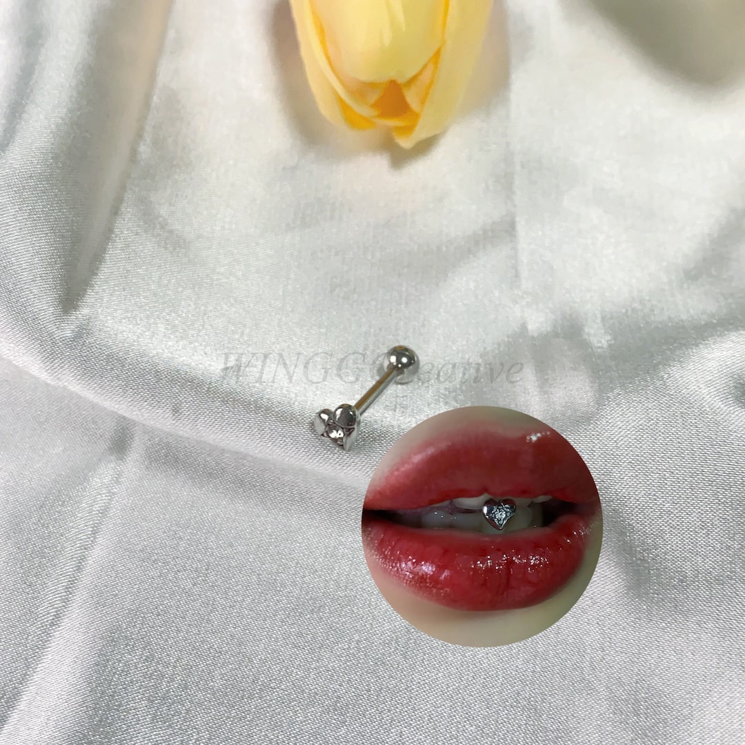 Heart Star Tongue Stud, Stud Piercing, Sweet Bling Tongue Stud, Cool ...