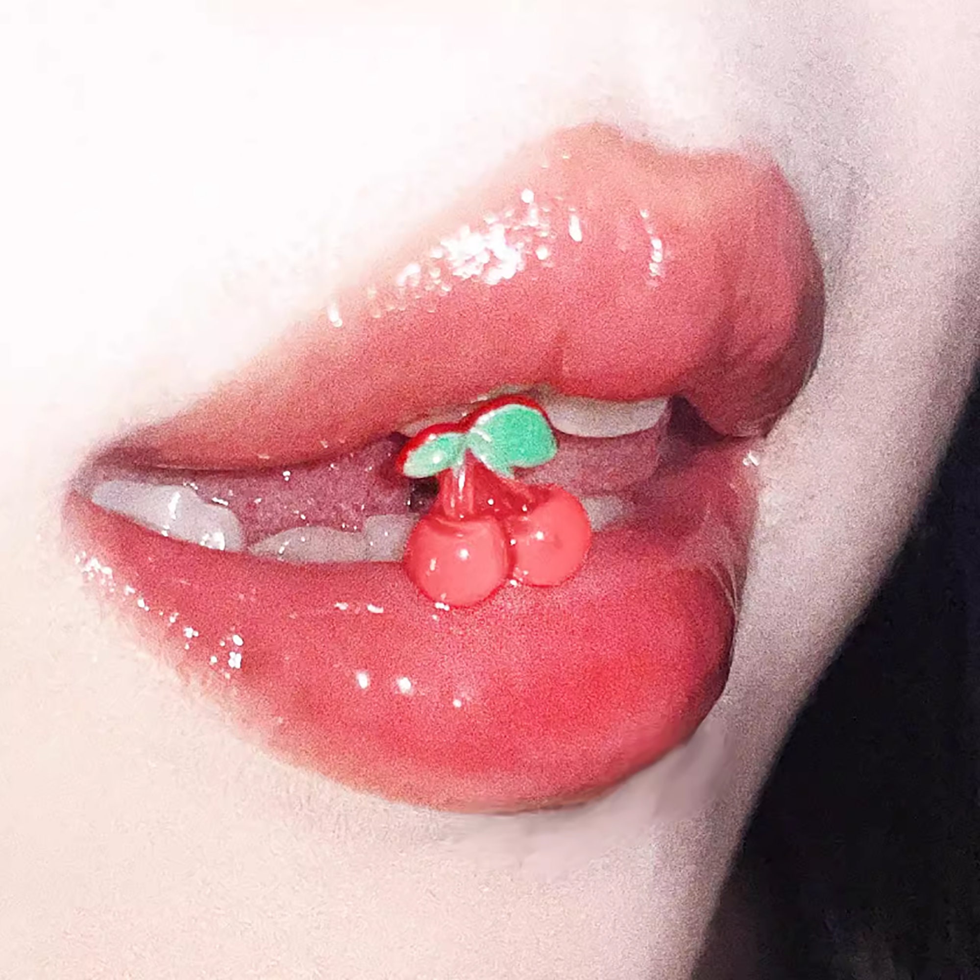 Cute Cherry Tongue Stud, Sweet Tongue Ring, Body Piercing, Titanium Steel Tongue Stud, Stud ...