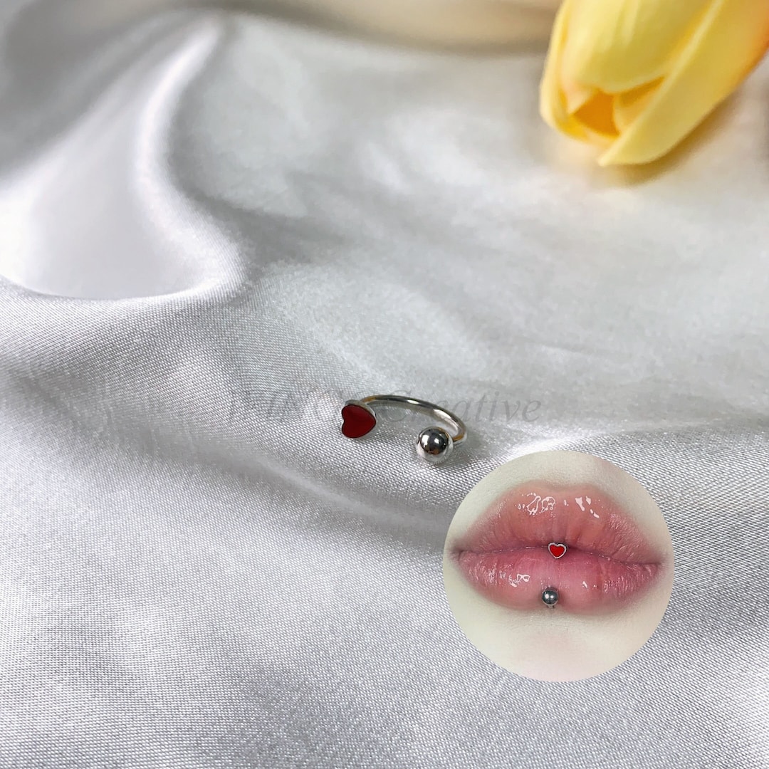Heart Lip Ring, Personality Lip Stud, Punk Style Stud, Cartilage Tragus Piercing, Titanium Steel ...
