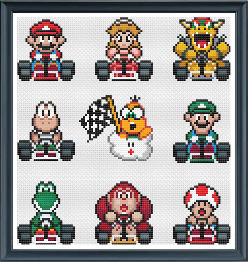 Super Mario Kart SNES Cross Stitch Pattern Set - Etsy