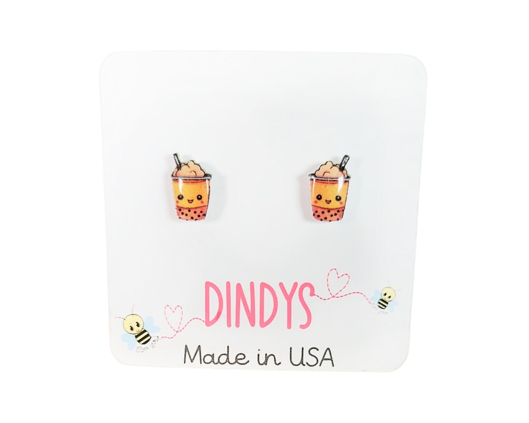 Boba Bubble Tea Stud Earrings, Boba Partea Gifts, Cute Kawaii Food Stud ...