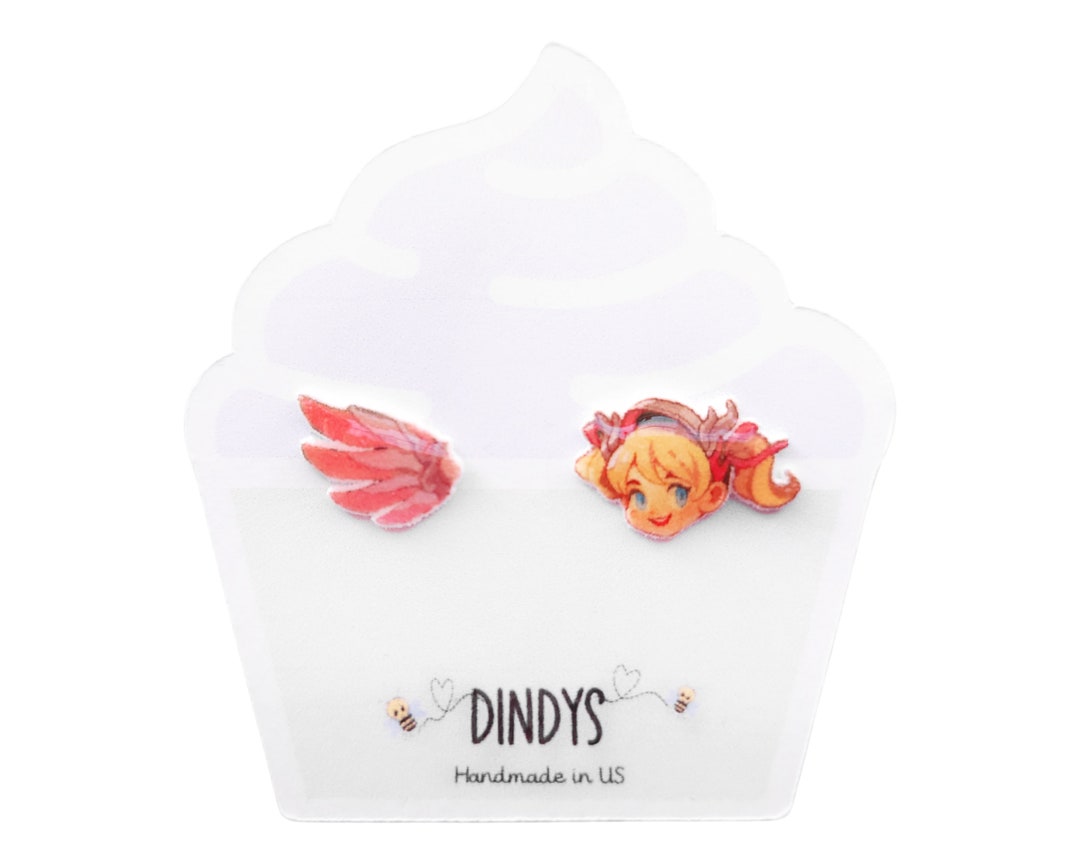 Pink Mercy Wing Stud Earrings, Mercy Overwatch Fan Gift, Mercy Lover ...