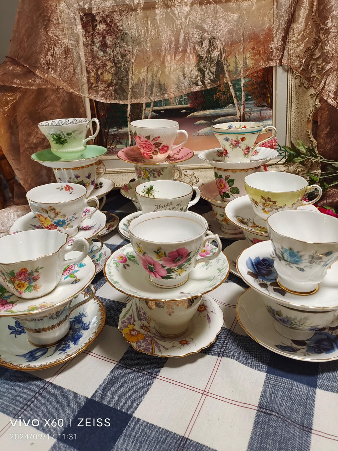 Mismatched Tea Cups and Saucers Bone China - Tea Party - English Floral ...