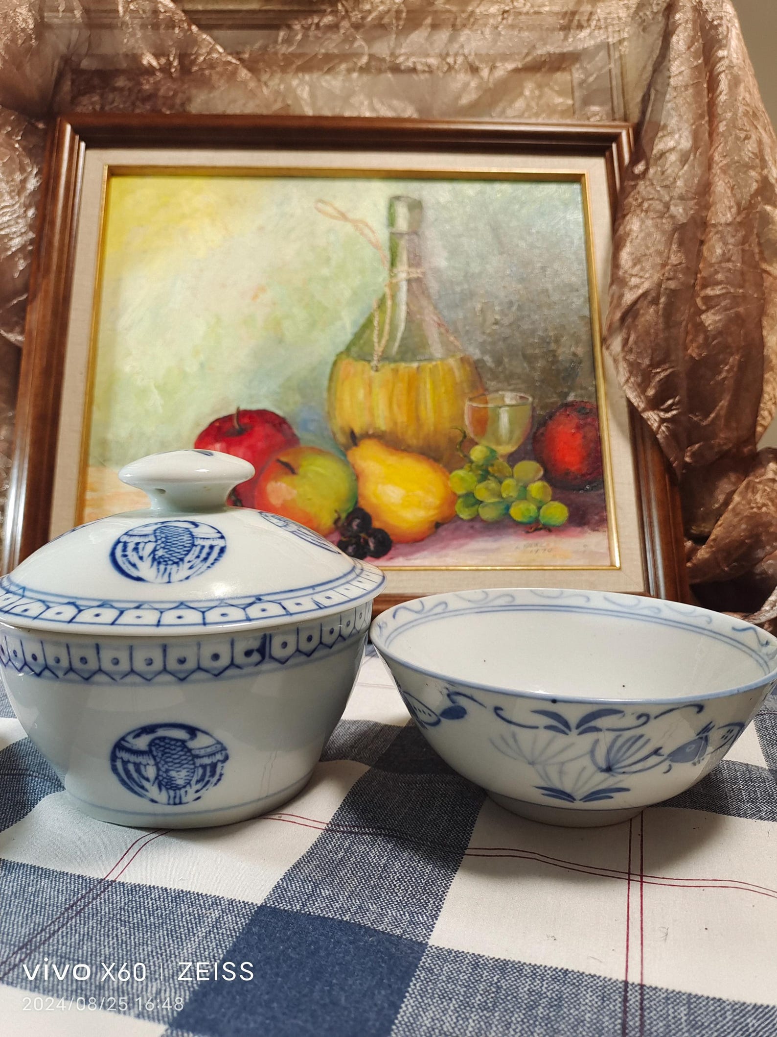 Vintage Blue and White Porcelain Lidded Dish Phoenix Medallions Made in ...