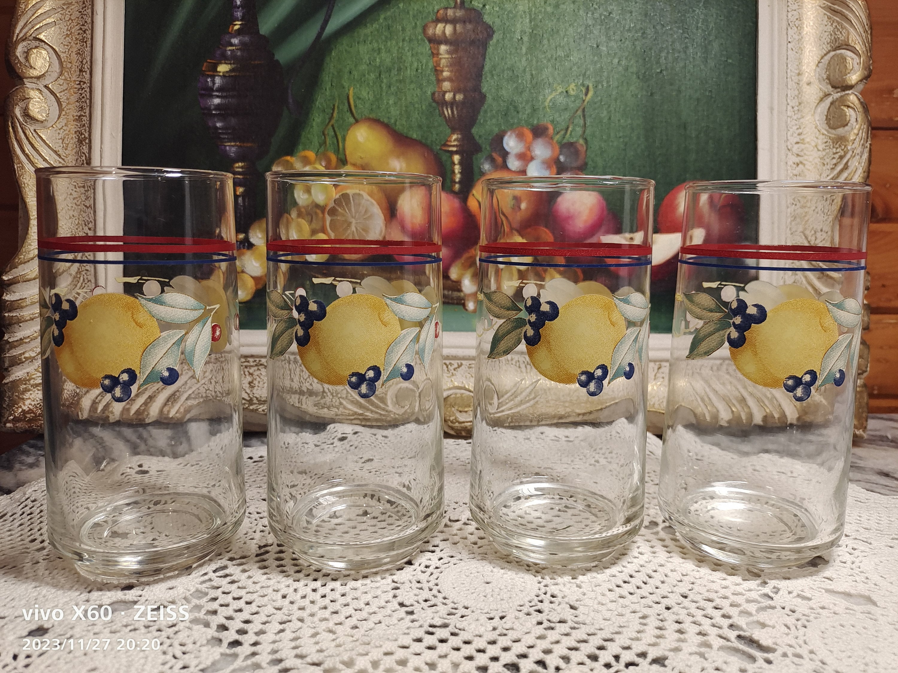 Vintage Corelle Abundance Water Tumblers, Set of 4, Corelle Abundance ...
