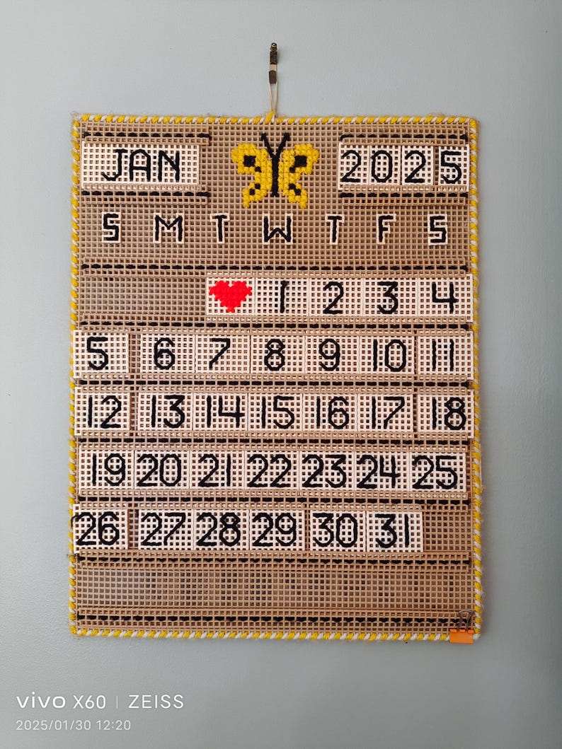 Vintage Handmade Plastic Canvas Butterfly Perpetual Calendar - Etsy