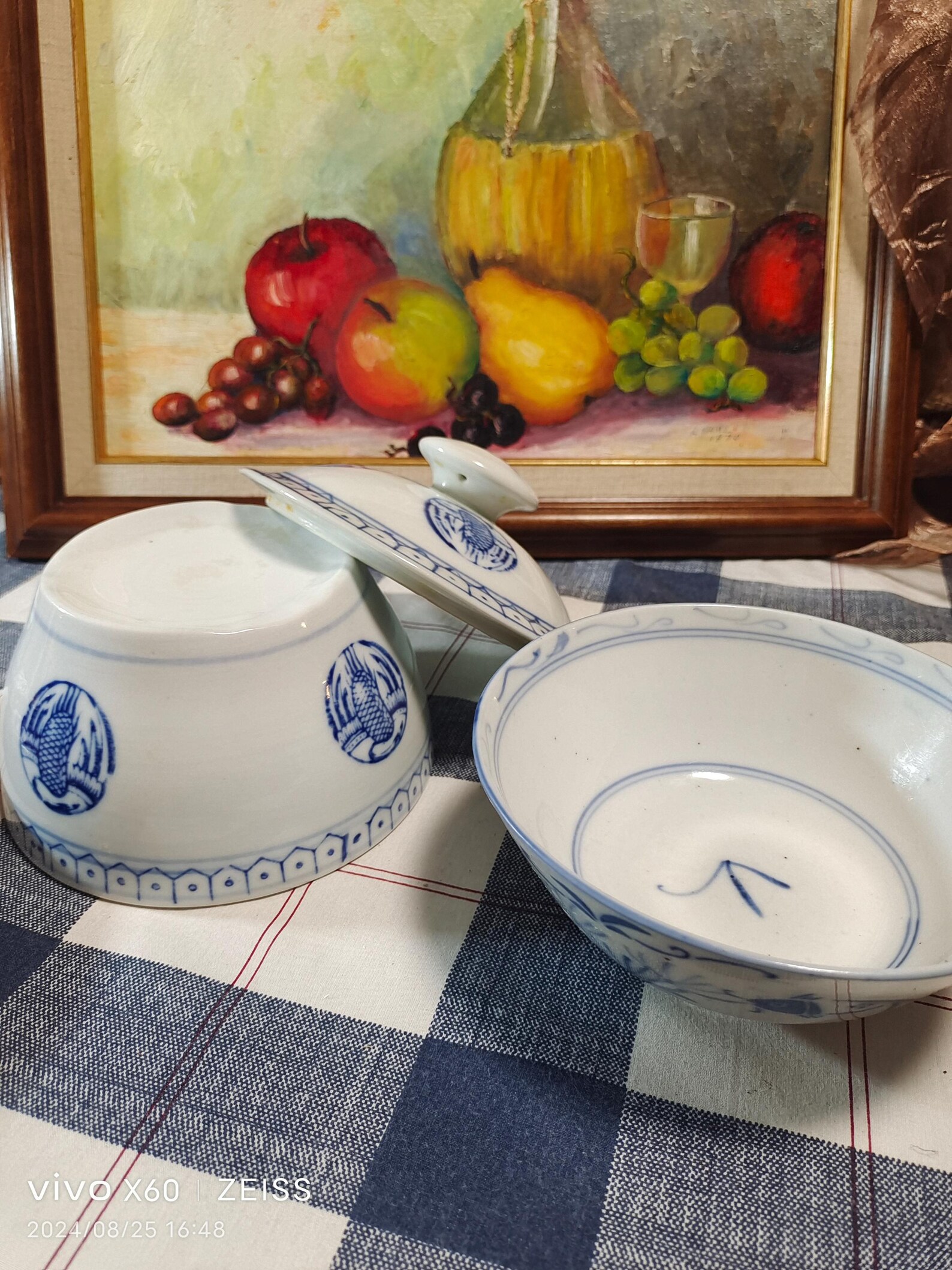 Vintage Blue and White Porcelain Lidded Rice Dish, Phoenix Medallion - Etsy