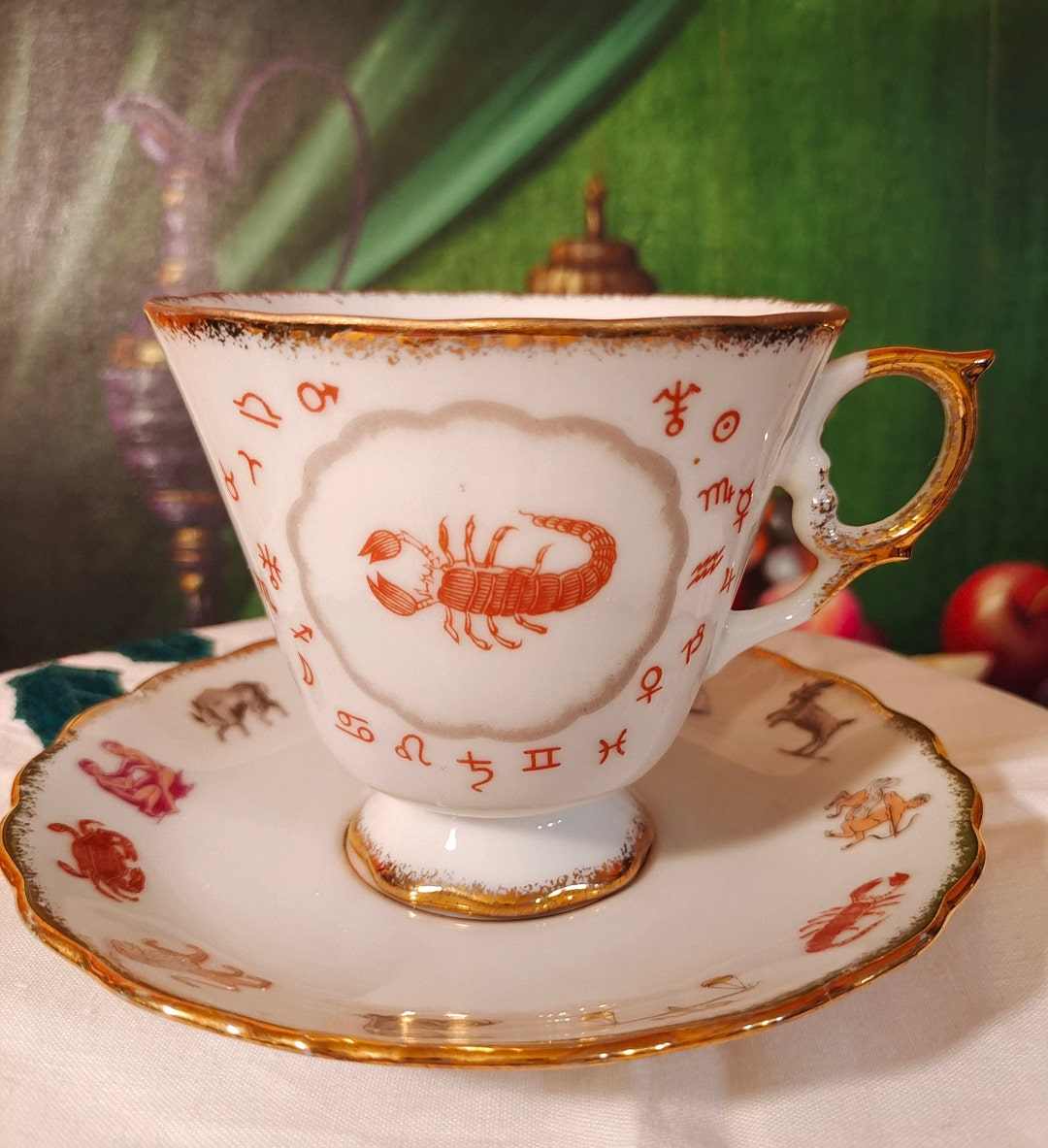 Antique SCORPIO Tea Cup and Saucer, Rare Find Tea Set, Made in Japan - Etsy