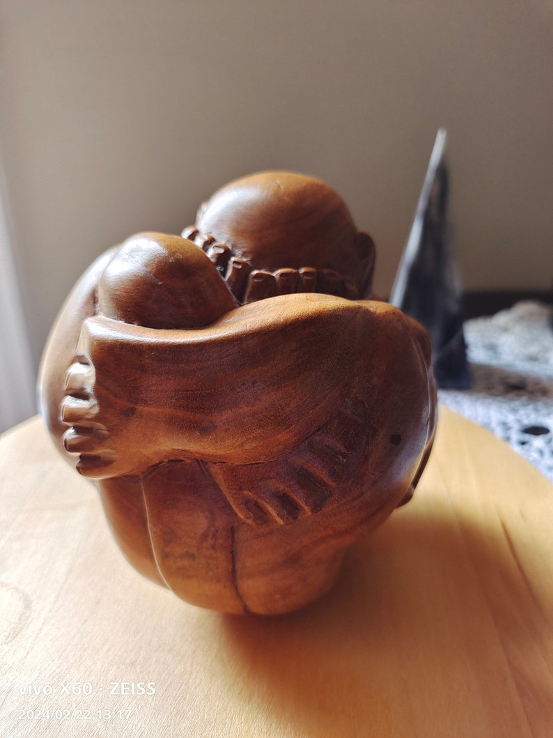 Vintage Hand Carved Sumo Wrestler With Head in Hands Weeping, Solid ...