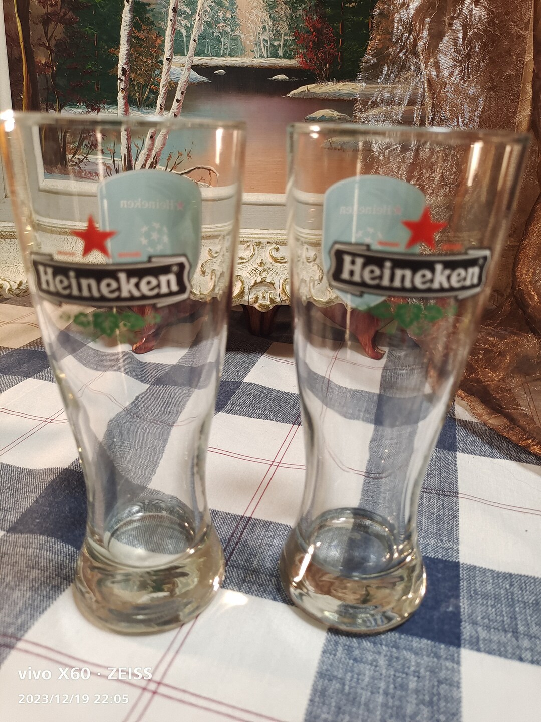 Heineken Set of Two Red Star Beer Glasses, Barware Glasses, Pints ...