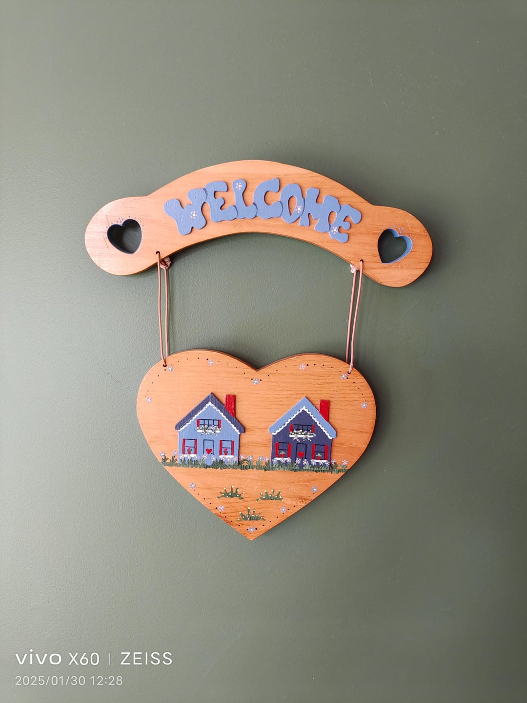 Handmade Welcome Sign, Heart Hand Painted Home Décor Plaques & Signs ...