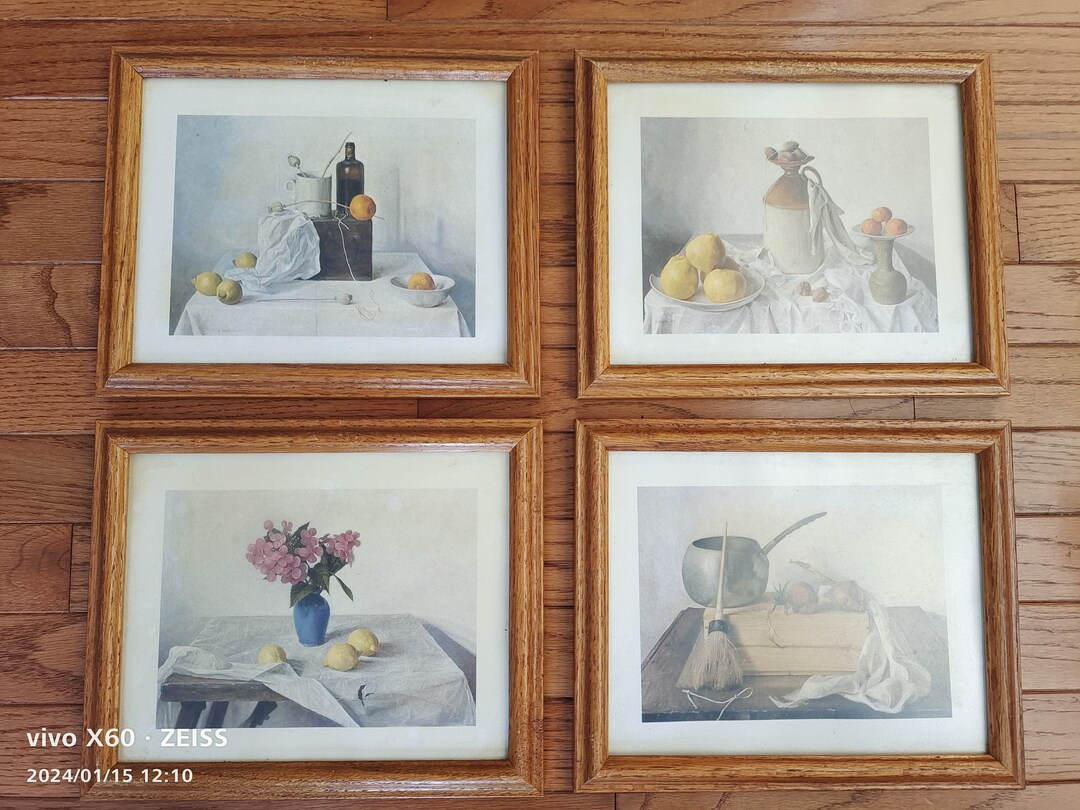 Vintage Still Life Prints, Original Wood Frames, Set of 4 - Etsy