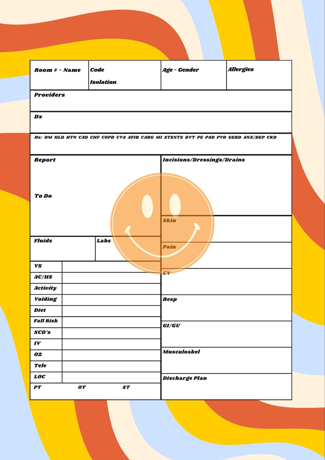 REPORT SHEET Med-surg Bulletproof Report Sheets set of 4 With Option to ...