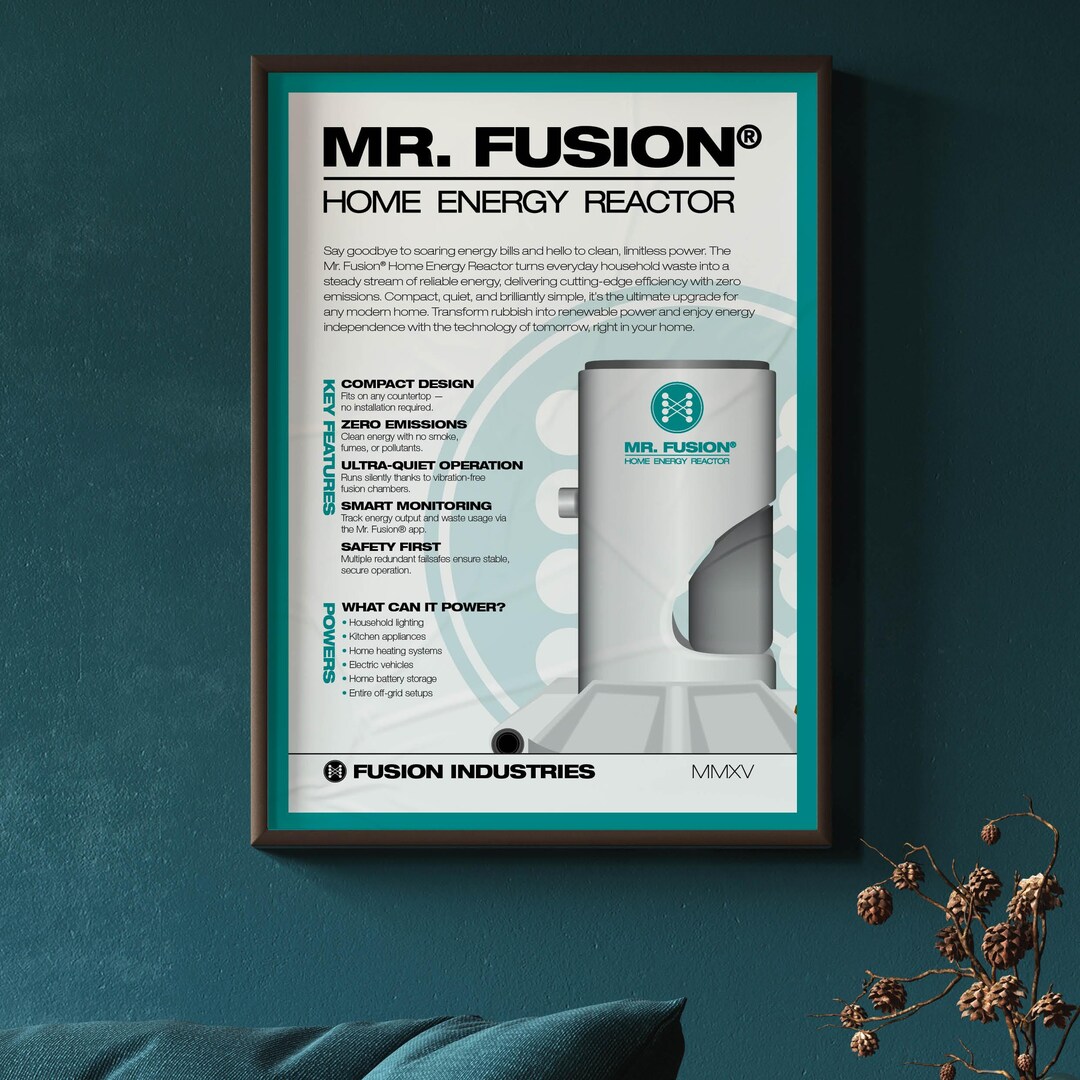 Mr. Fusion Home Energy Reactor Poster Print Retro-futuristic Back to ...