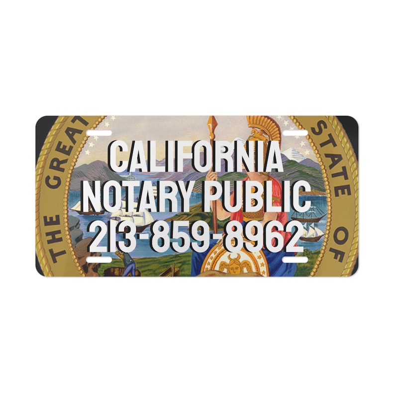 Custom State Seal Notary Public License Plate W/phone Number or Website ...