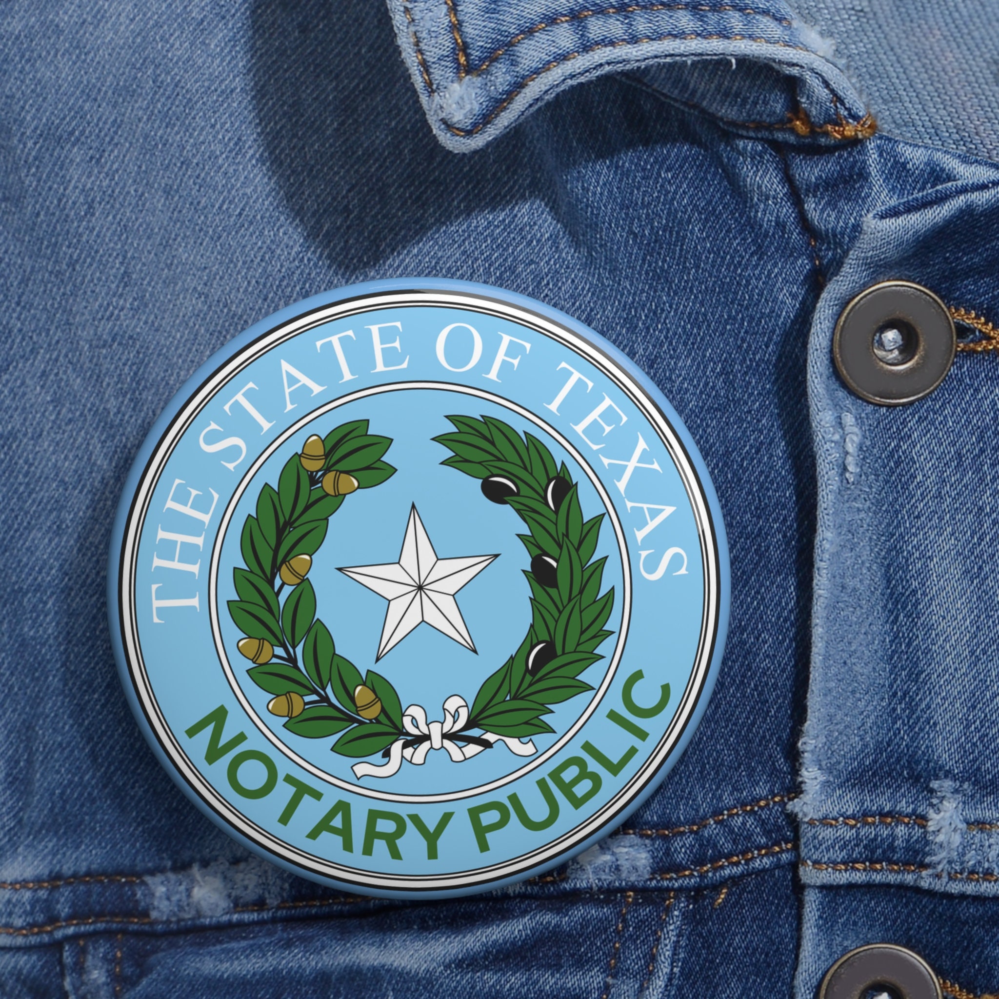 Custom State Seal Notary Public Button Pin - All 50 States - Three ...
