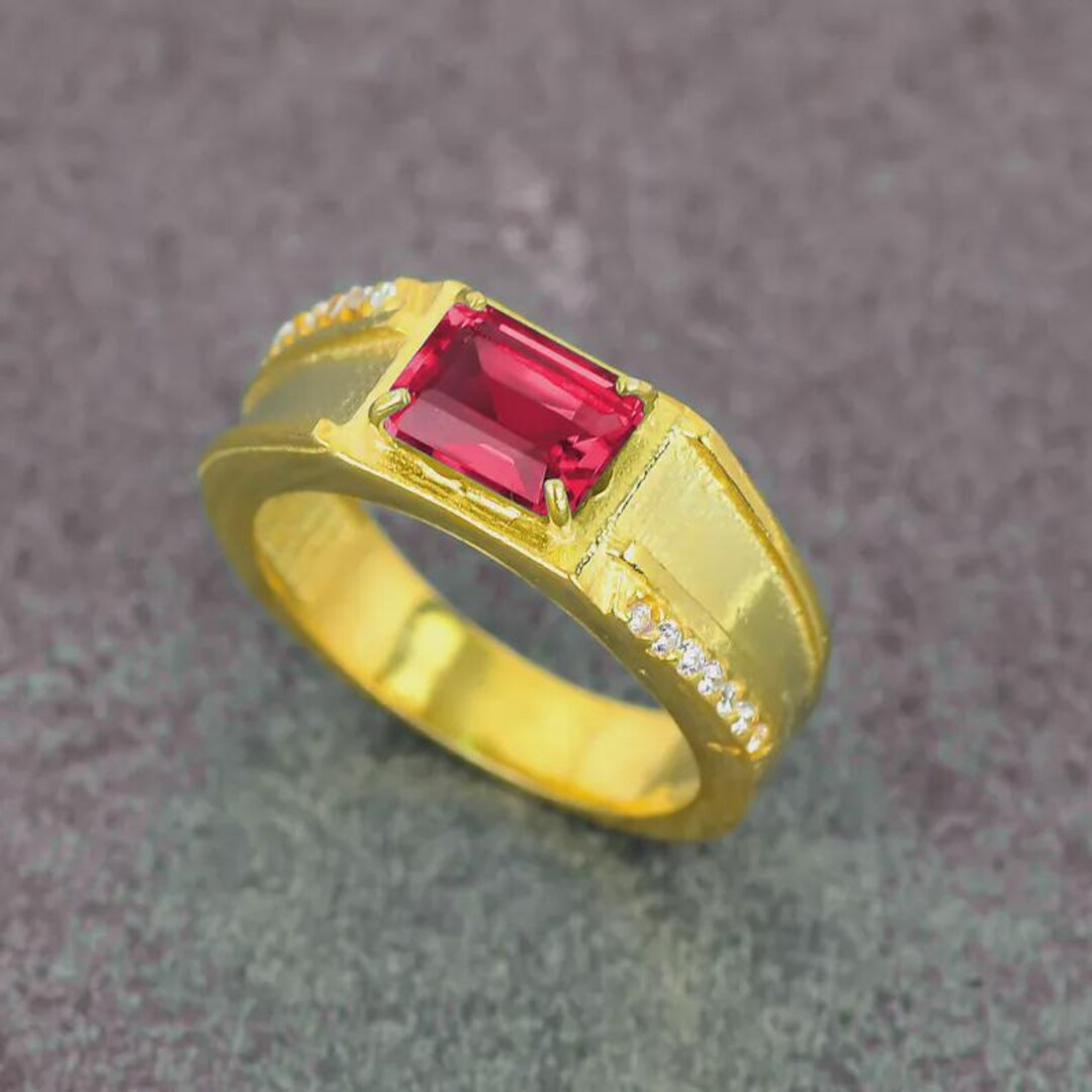 Luxurious Look Red Ruby Gemstone Solitaire Vintage Inspired Ring ...