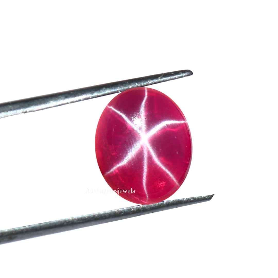Shining Red Star Sapphire Gemstone, Red Star Sapphire 10x14mm Oval ...