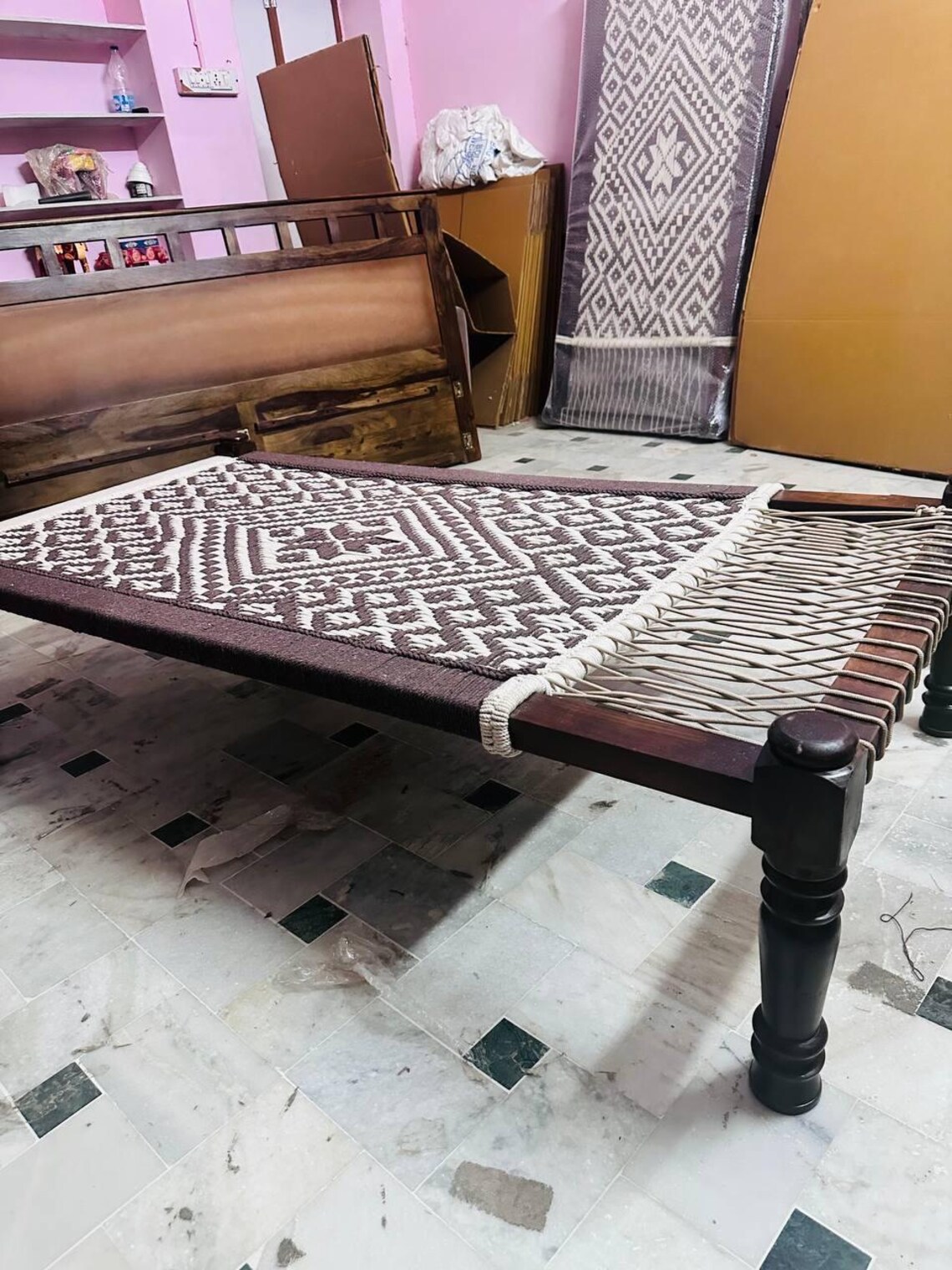 Handmade Handicraft Traditional Woven Charpai | Indian Rope Bed ...