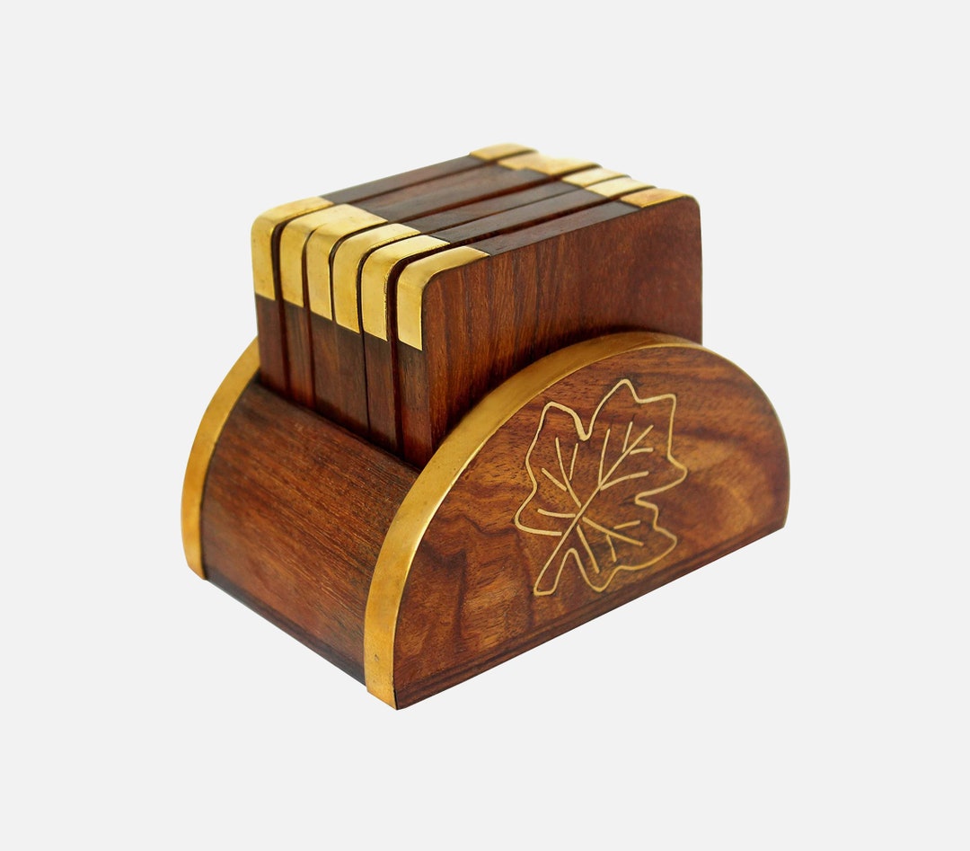 Hand Carved Wooden Coasters set of 6 - Etsy