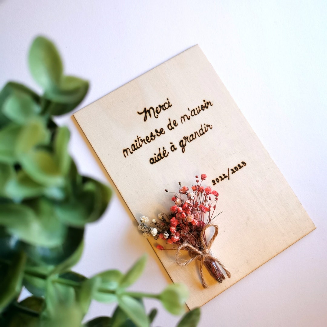 Carte remerciement personnalisé en bois, cadeau fin d'année, cadeau ...