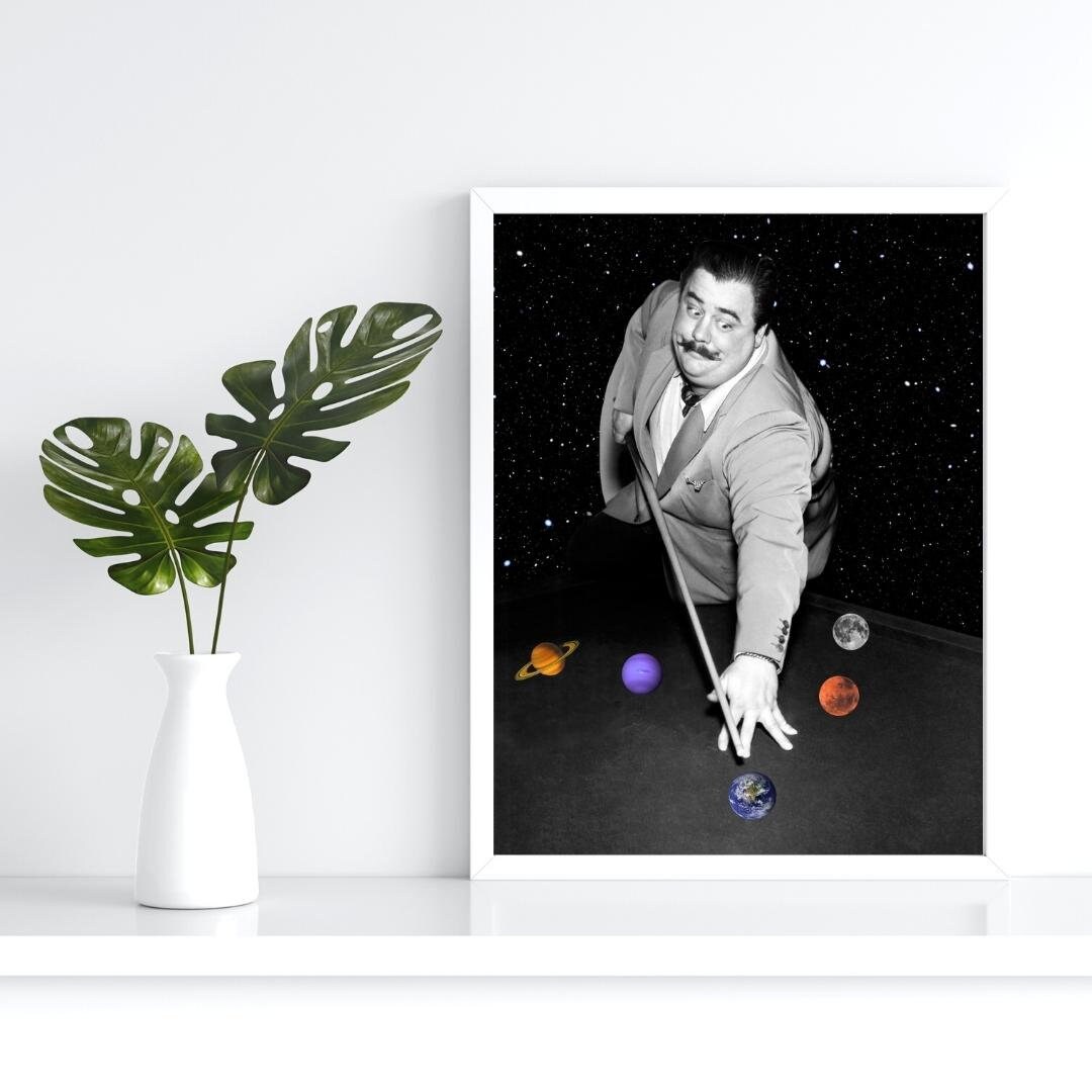 Billiard Bill Digital Wall Art Collage Art, Surrealism Art, Pool Table ...
