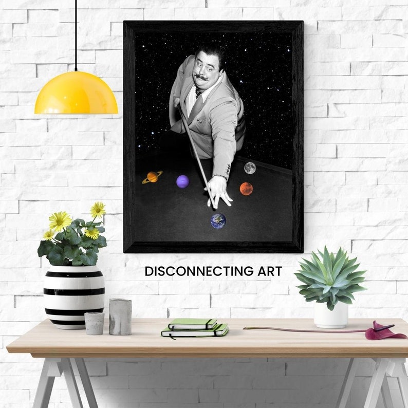 Billiard Bill Digital Wall Art Collage Art, Surrealism Art, Pool Table ...