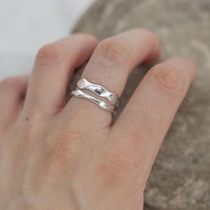 Undine Thin Silver Ring Liquid Design / 925 Sterling Silver ...