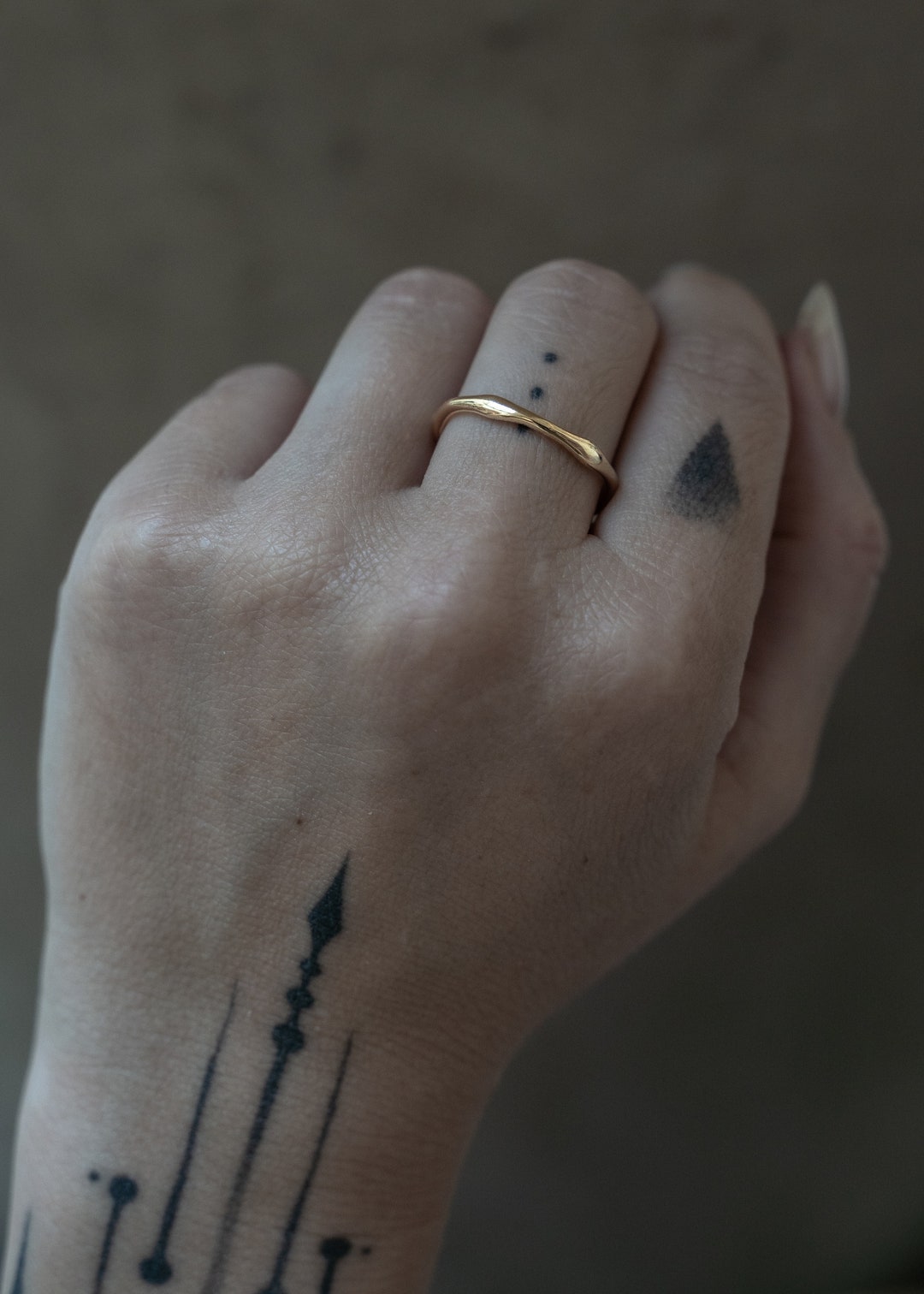 Nika Ring Liquid Design / 24k Gold Plated 925 Silver Ring / Handcrafted Unique Jewellery ...