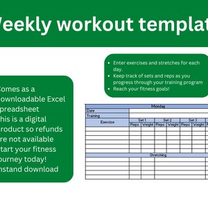Weekly Workout & Fitness Template | Digital Gym Workout, Fitness ...