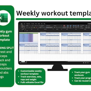 Weekly Workout & Fitness Template | Digital Gym Workout, Fitness ...