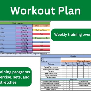 Workout & Fitness Tracker Spreadsheet for Excel Repeatable Weekly Gym ...