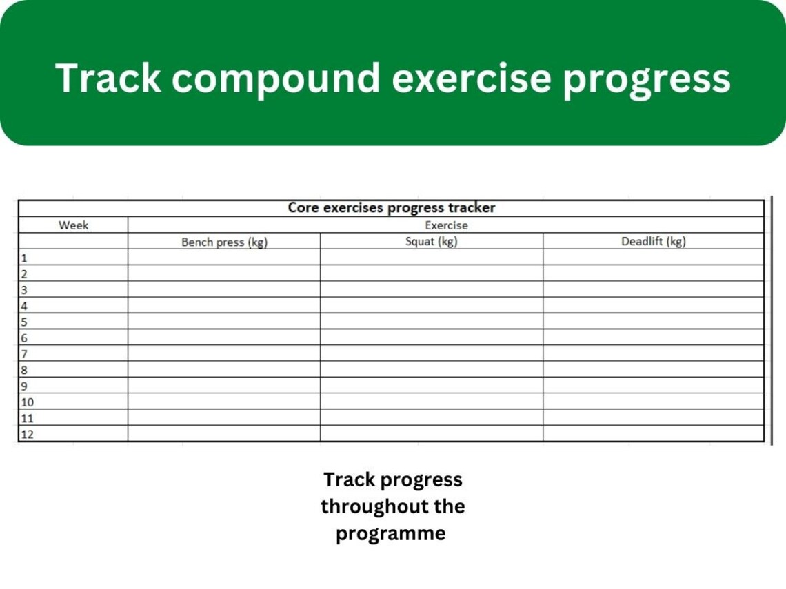 Workout & Fitness Tracker Spreadsheet for Excel | 12 Week Gym Workout ...